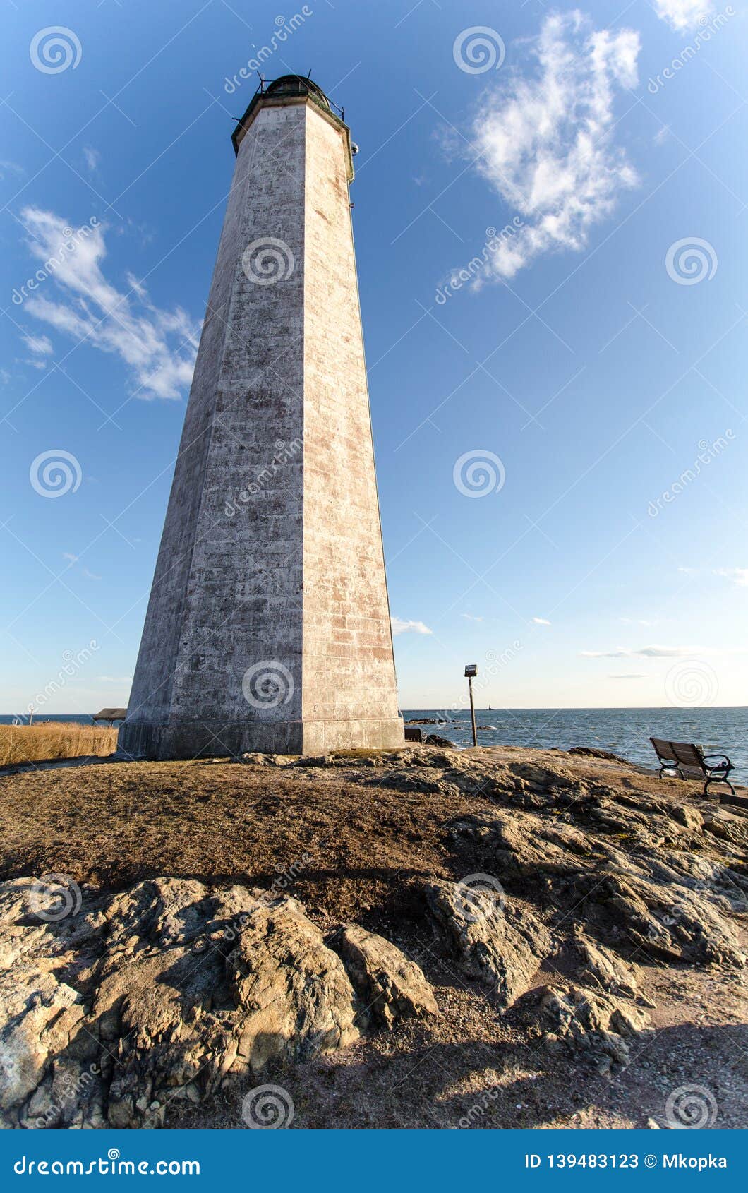 New Haven Lighthouse at Lighthouse Point, in Connecticut at Golden Hour ...