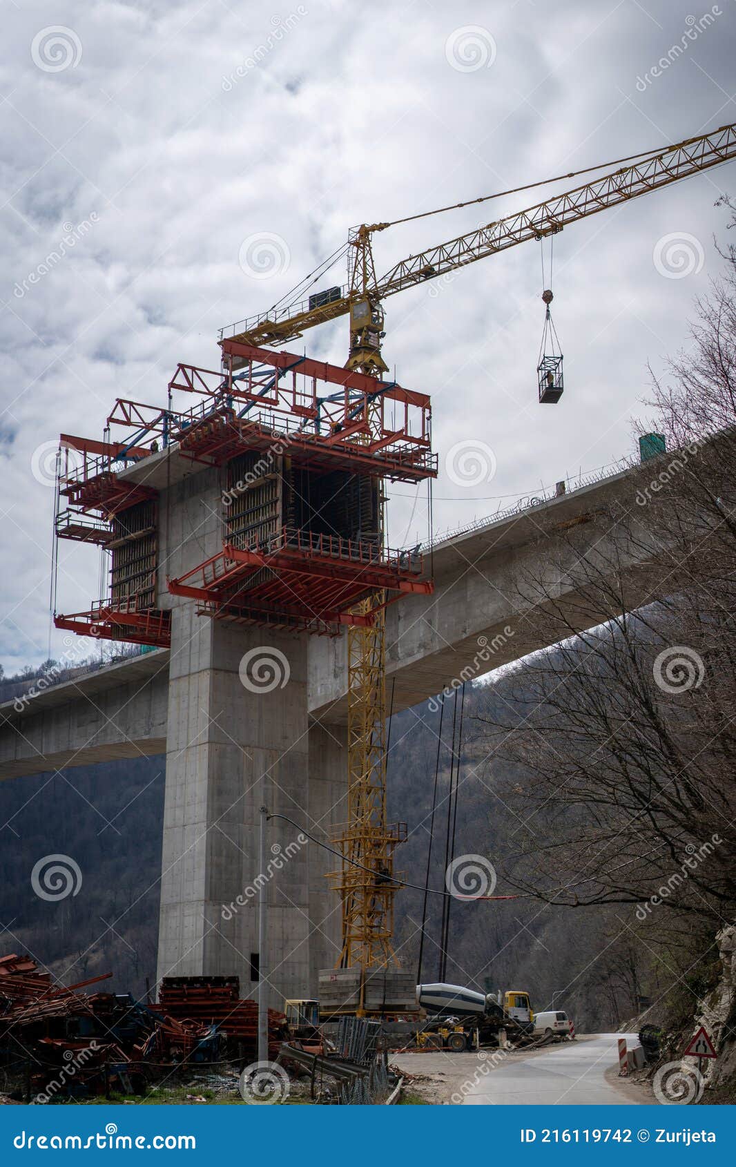New Highway Bridge Connection Under the Construction Stock Photo ...