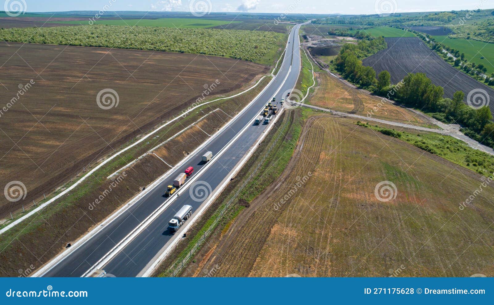 New Highway Road Construction, Aerial View Stock Photo - Image of ...