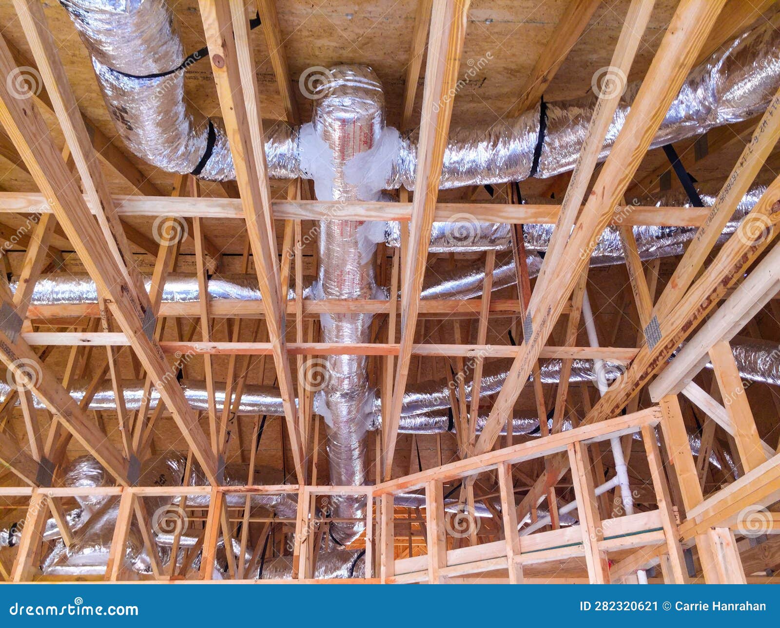 New Home Air Conditioner Vents Installed in New Construction Stock Image - Image of installing ...