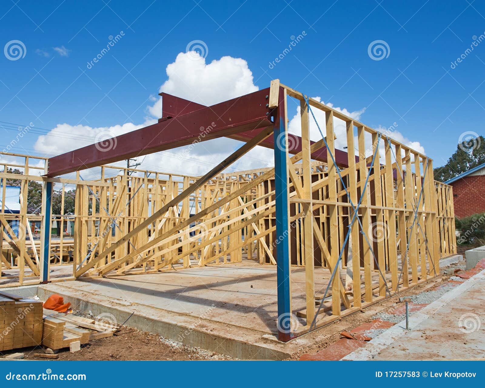 New Home Construction Framing Stock Image - Image of architect, home ...