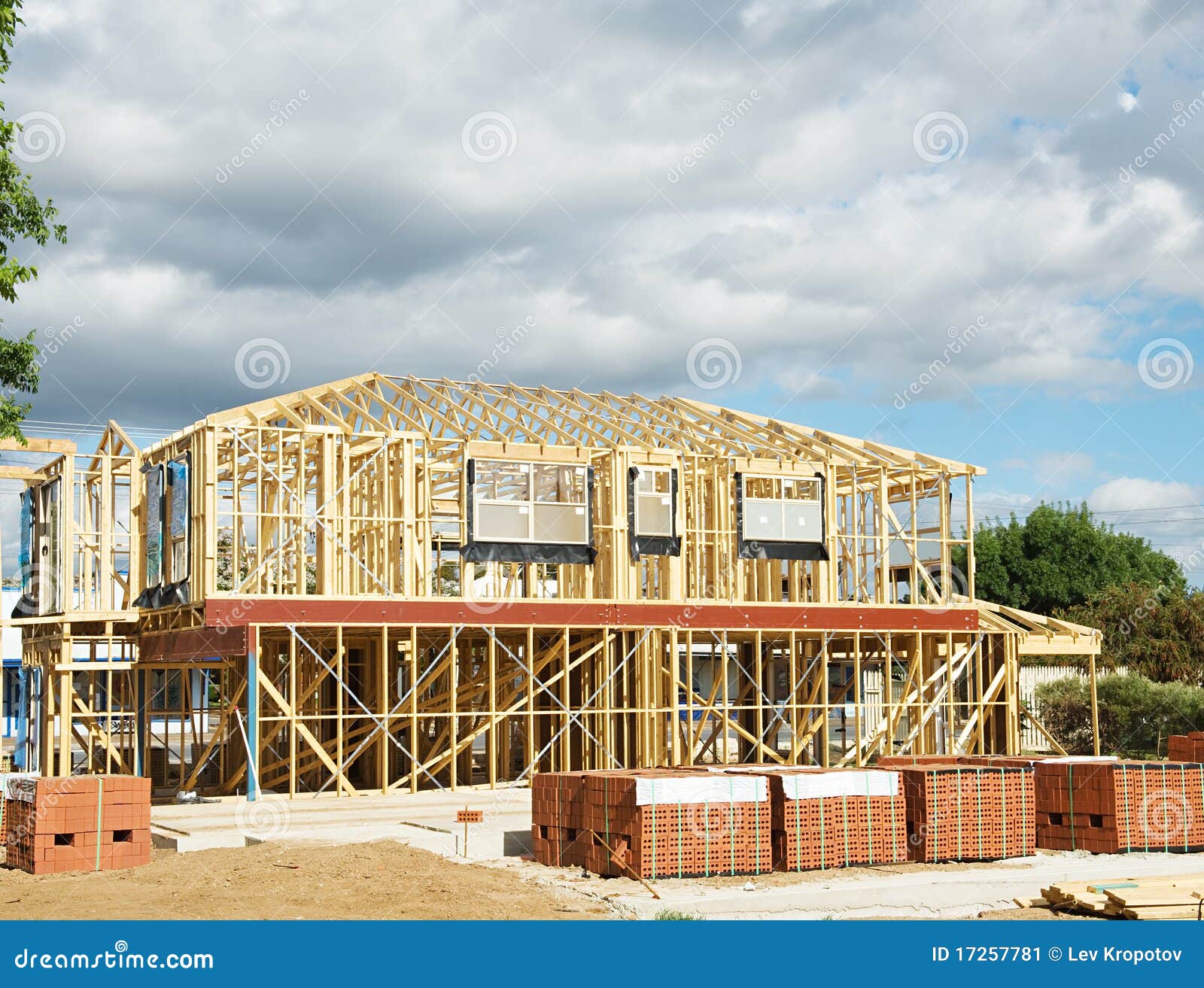 New Home Construction Framing Stock Image - Image of framing ...