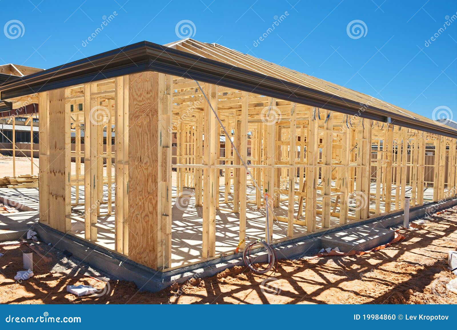 New Home Construction Framing Stock Photo - Image of preparation, plant ...