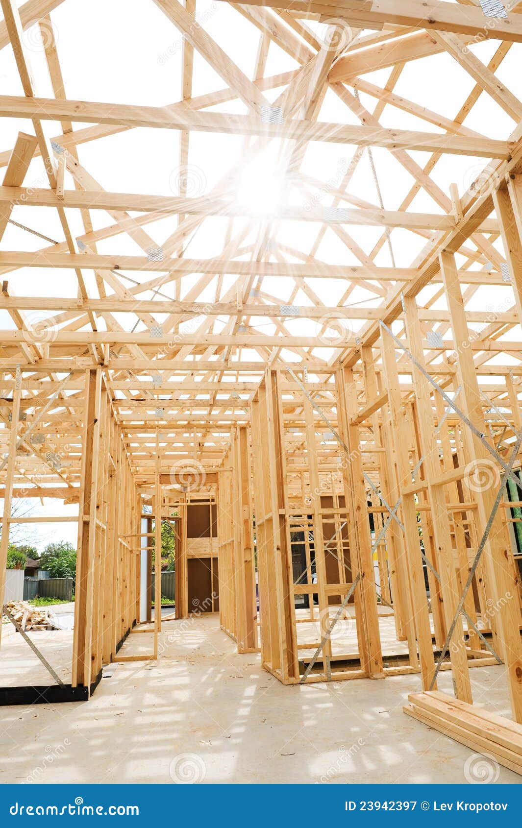 New Home Construction Framing. Stock Image - Image of construction ...
