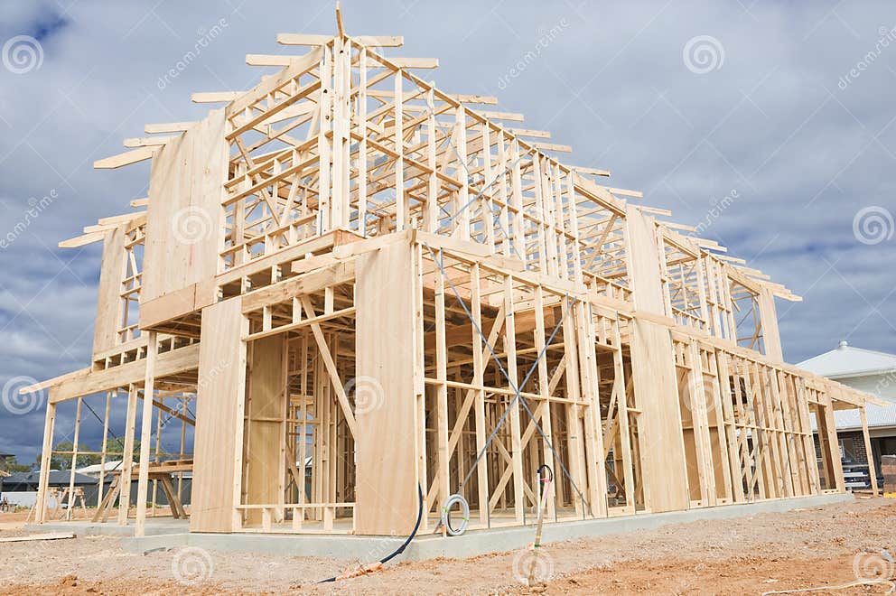 New Home Construction Framing. Stock Photo - Image of framing, real ...