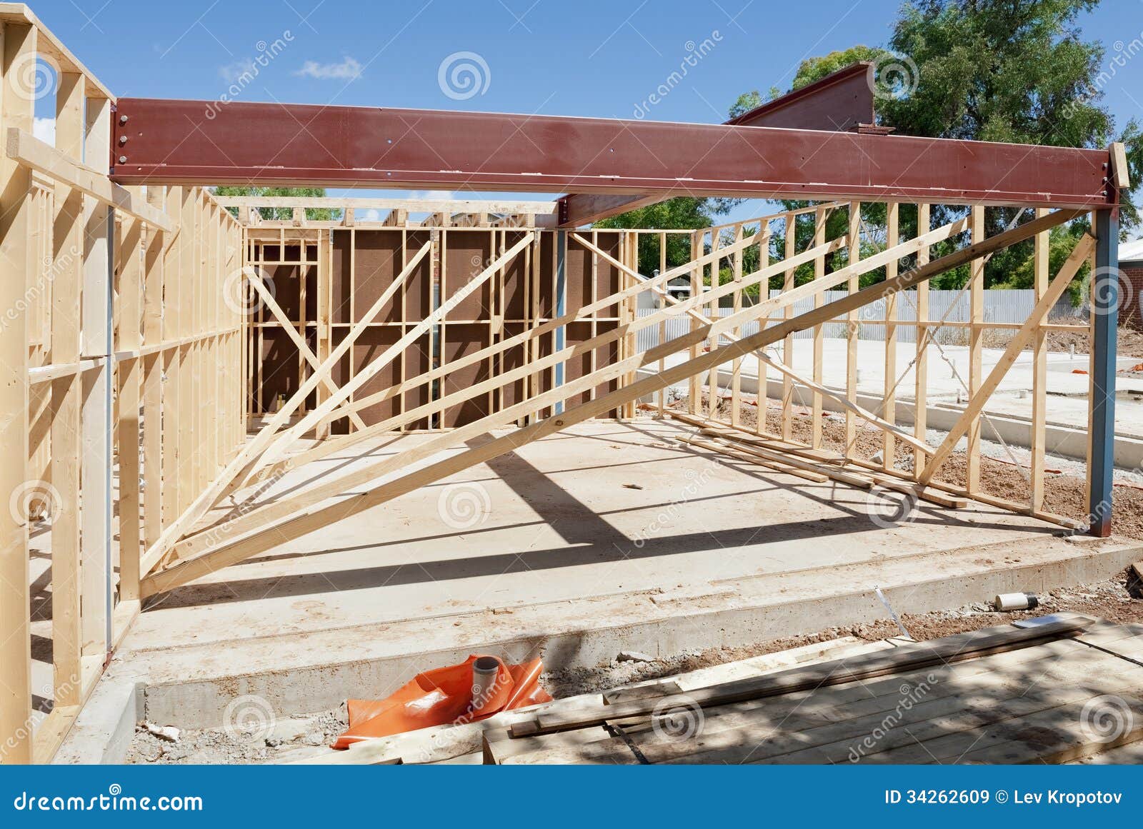 New Home Construction Framing Stock Image - Image of home, framing ...