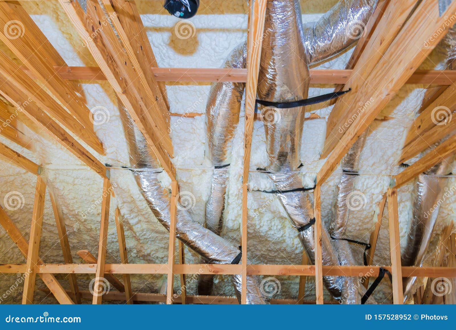 Insulation Of Attic With Foam Polyurea Insulation Cold Barrier And ...
