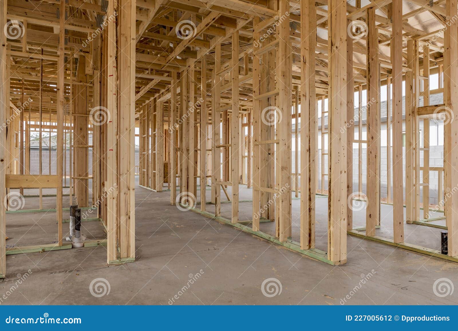 New Home Construction Ready for the Drywall Stock Photo - Image of ...
