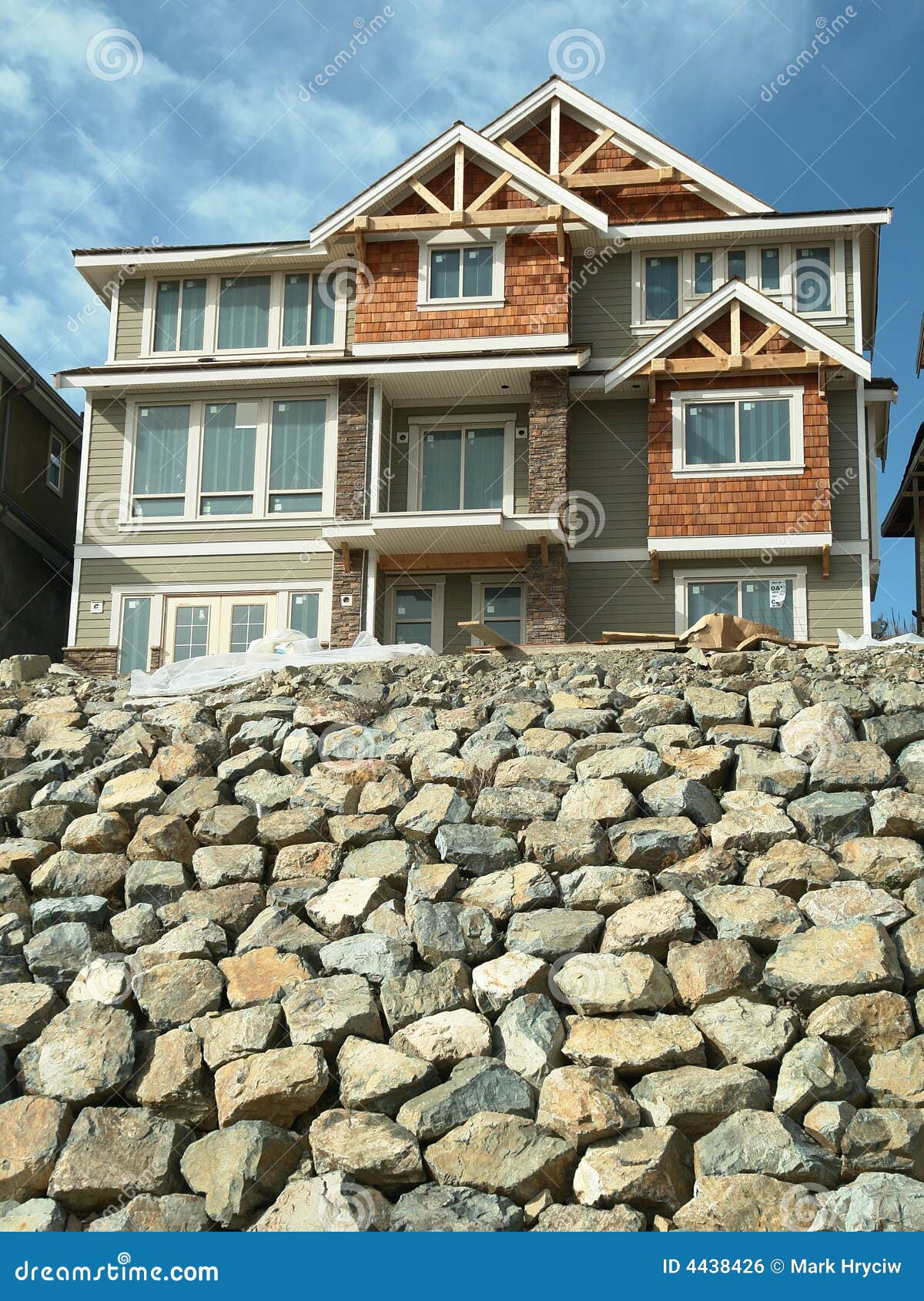 New Home House Rock Wall stock photo. Image of garage - 4438426