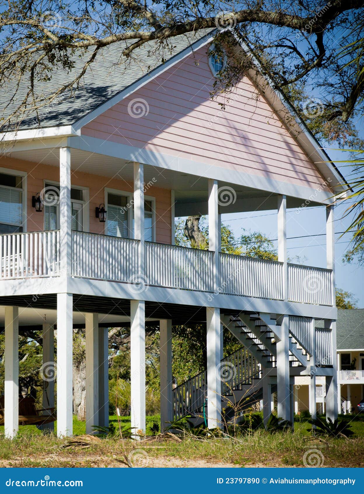 New Home: Modern Elevated Home Stock Photo - Image of elevated, flowers ...