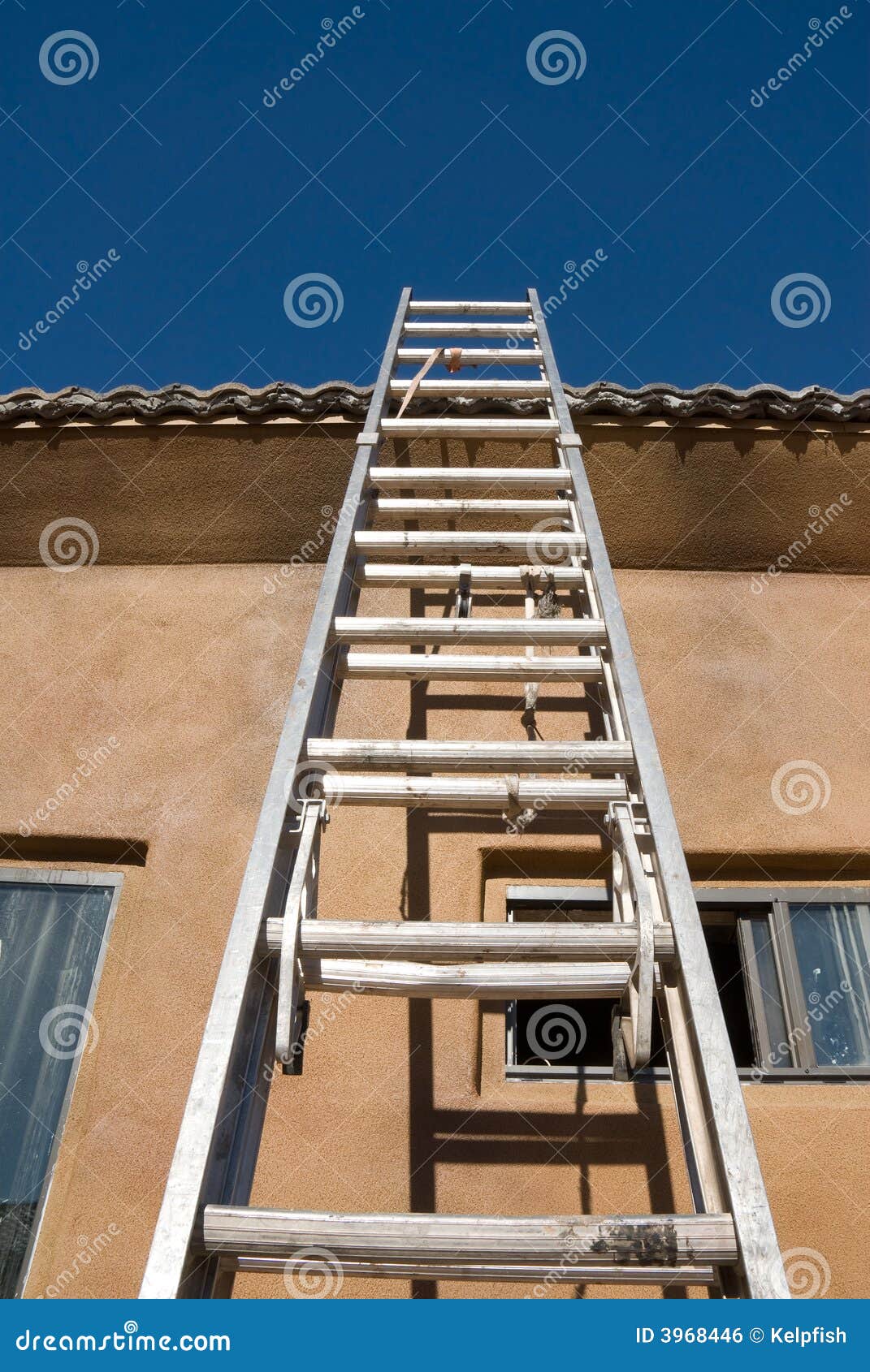 New Home Roof Construction and Ladder Stock Photo - Image of finish ...