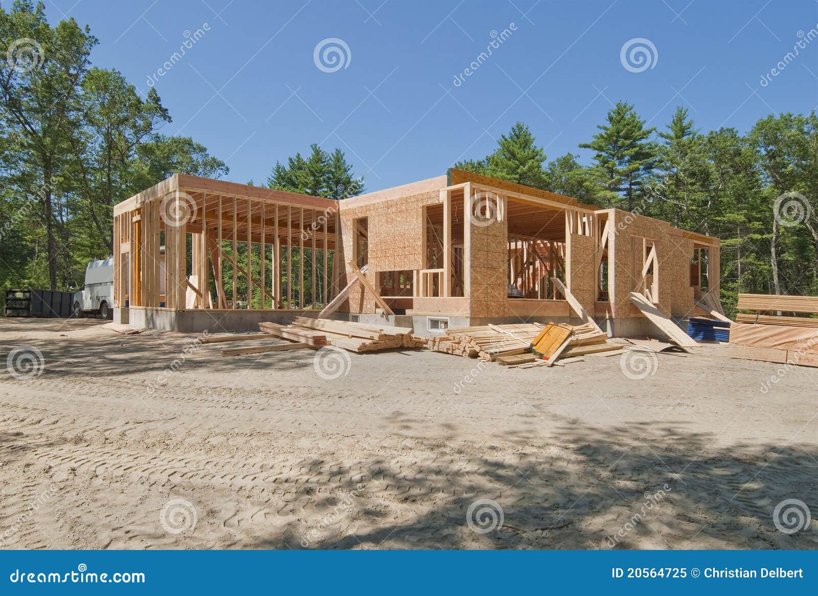 New Home Under Construction Stock Image - Image of timber, plywood ...