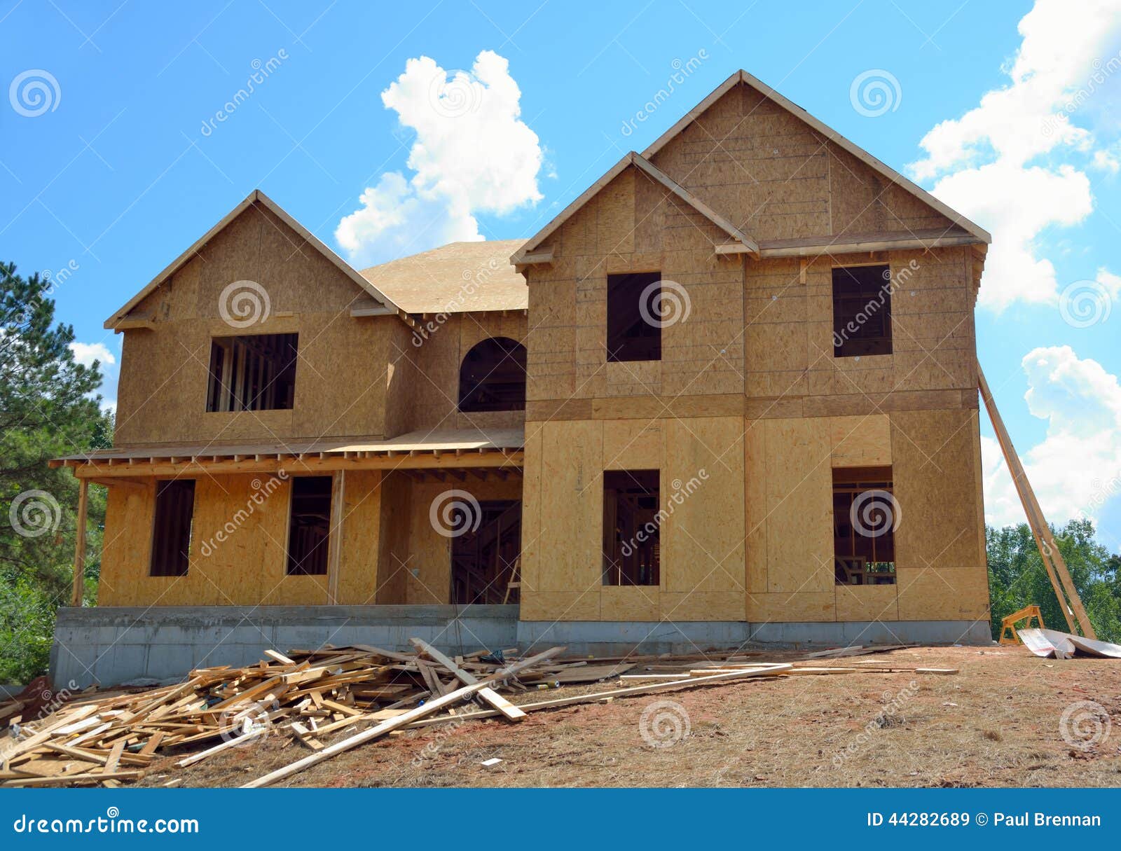 New Home Under Construction Stock Image - Image of structural, yard ...