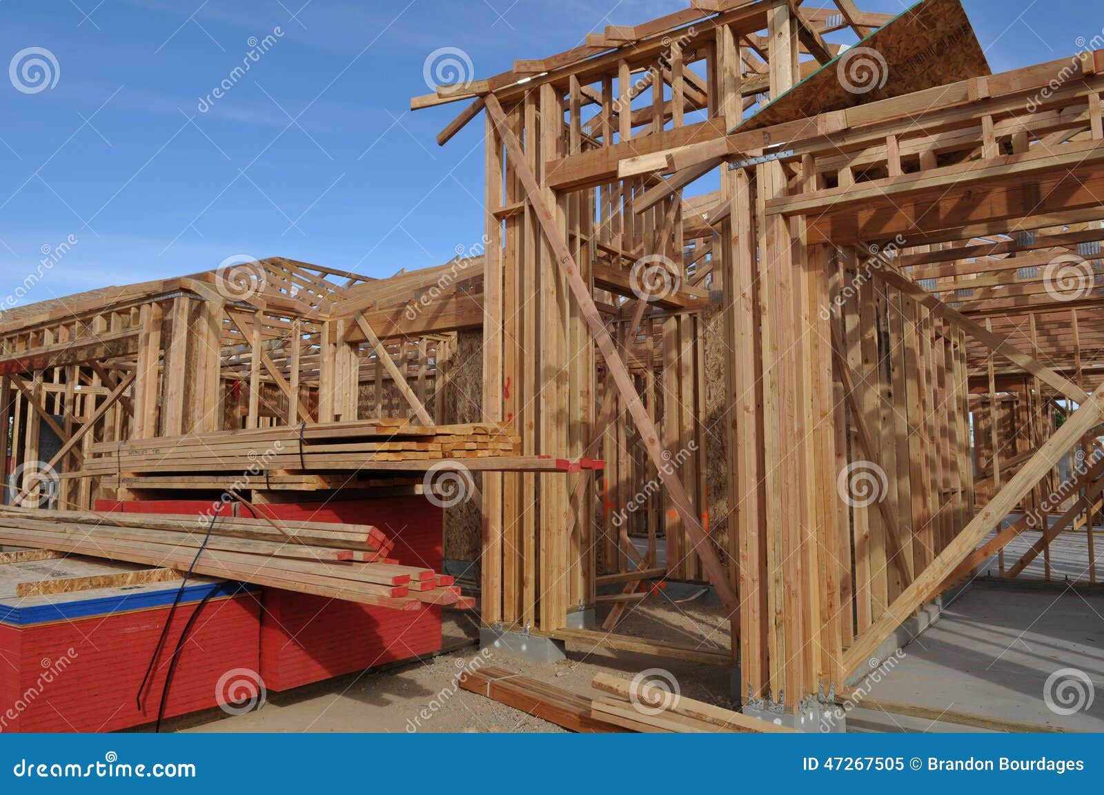 New Home Under Construction Stock Image - Image of blue, house: 47267505