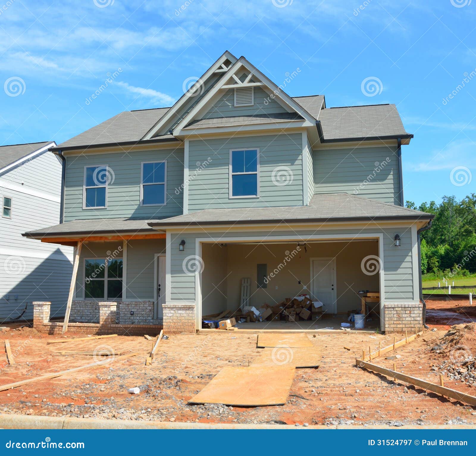 New Home Under Construction Stock Image - Image of home, unfinished ...