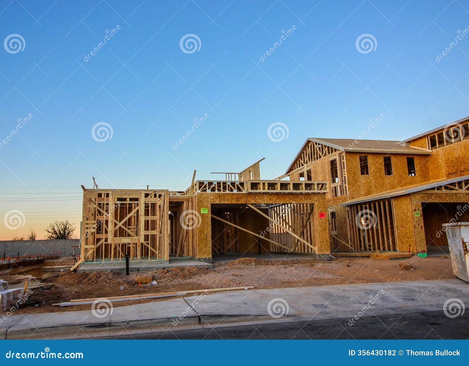 New Home Under Construction during Framing Stage Stock Photo - Image of ...