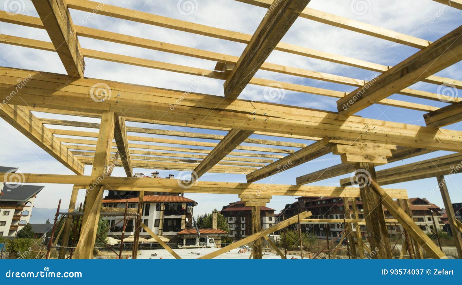 Home Wooden House Under Construction Stock Image - Image of ceiling ...