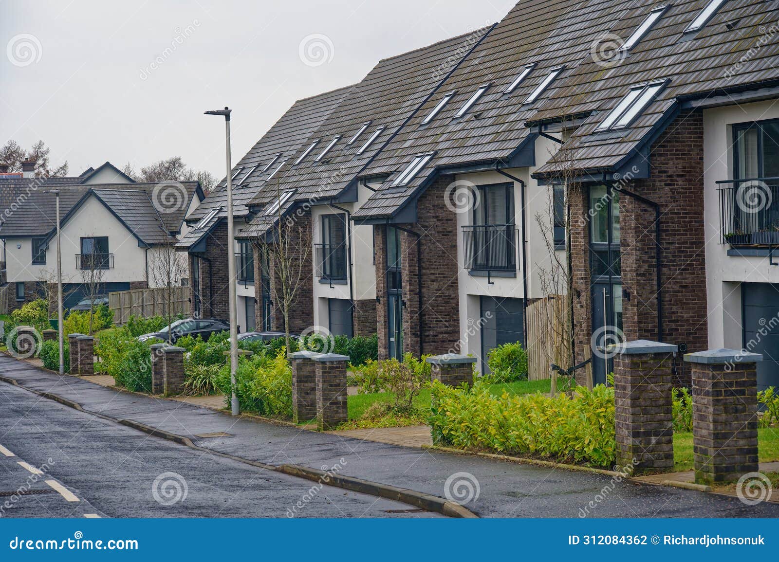 New Homes in a Row at Recently Completed Housing Development Stock ...