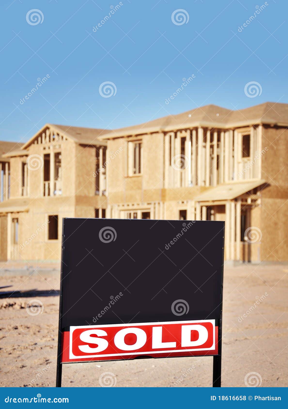 New homes with sold sign stock photo. Image of purchasing - 18616658