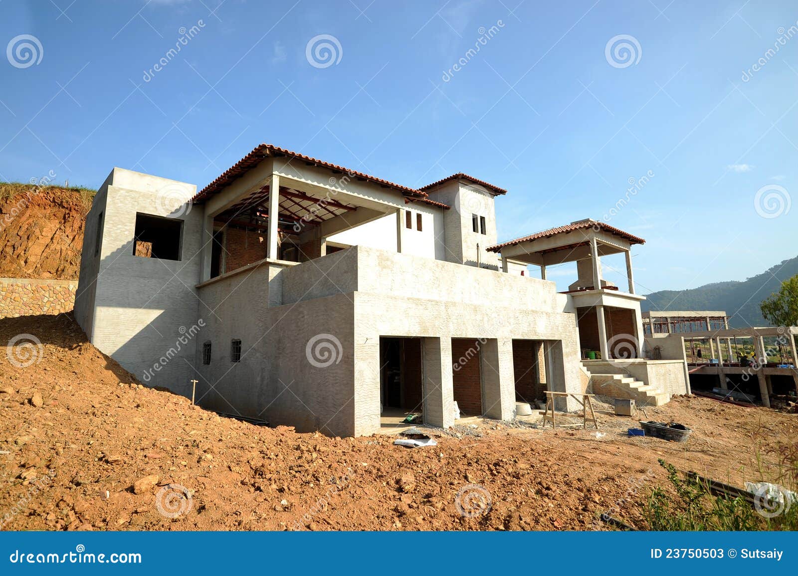 New Homes Under Construction Stock Image - Image of cedar, construction ...