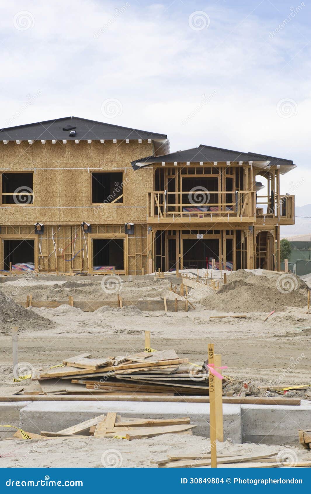 New Homes Under Construction Stock Photo - Image of facade, california ...