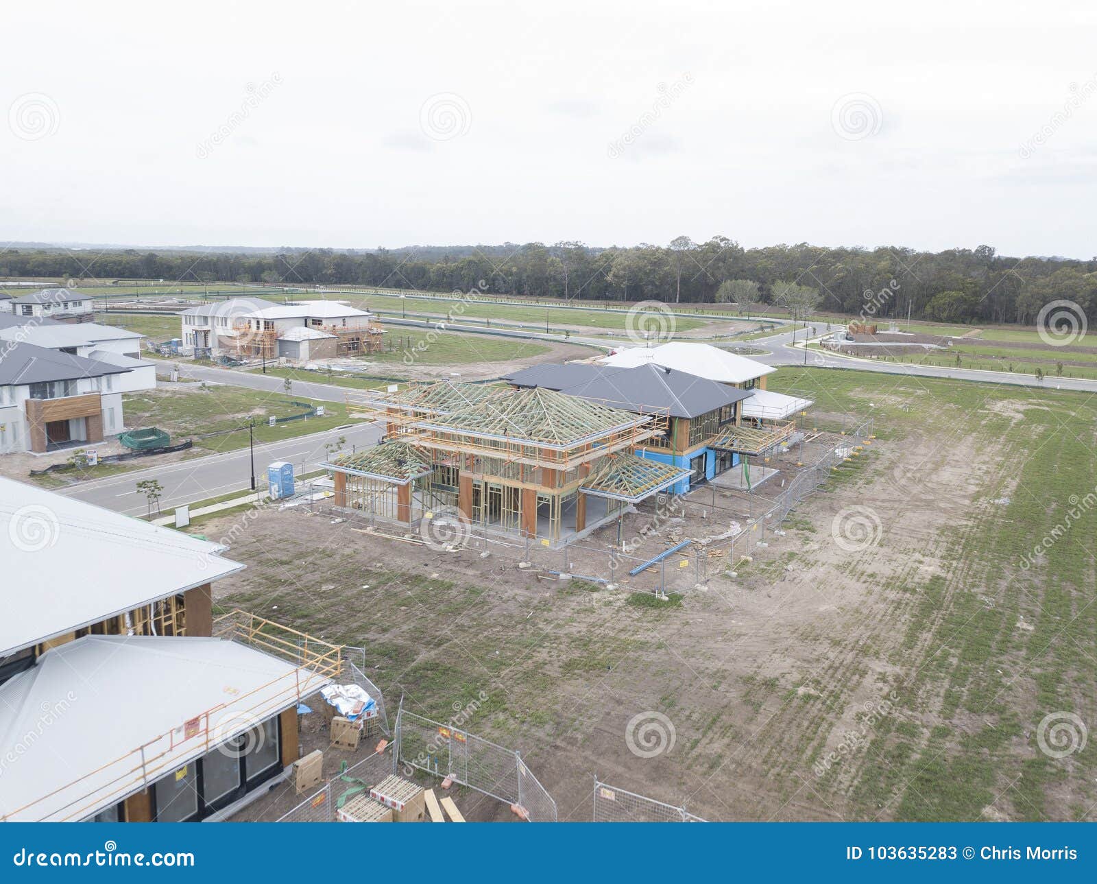 New House Construction on a Concrete Slab 2 Storey Home Design Stock ...