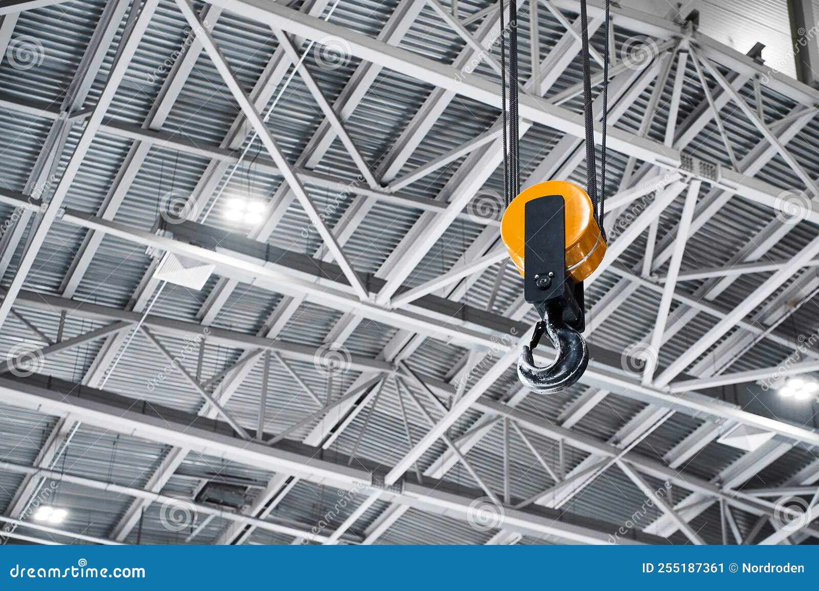 New Hook Assembly with Yellow Roller of Moving Crane Stock Image ...