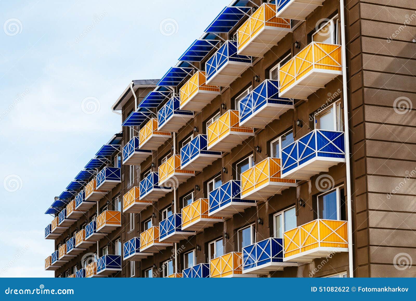 New House with Colored Balconies Stock Photo - Image of residence ...