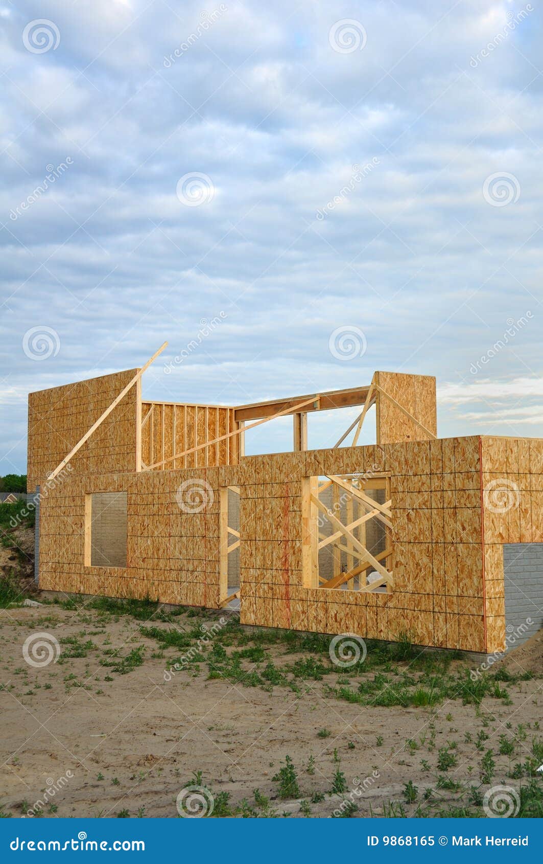 New House Construction, Framed Walls of Basement Stock Image - Image of ...