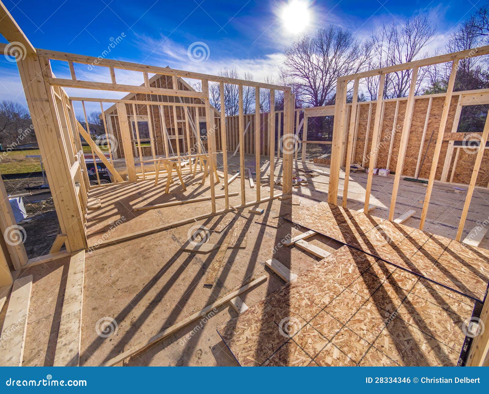 New House Framing Construction Stock Photo - Image of timber, carpentry ...