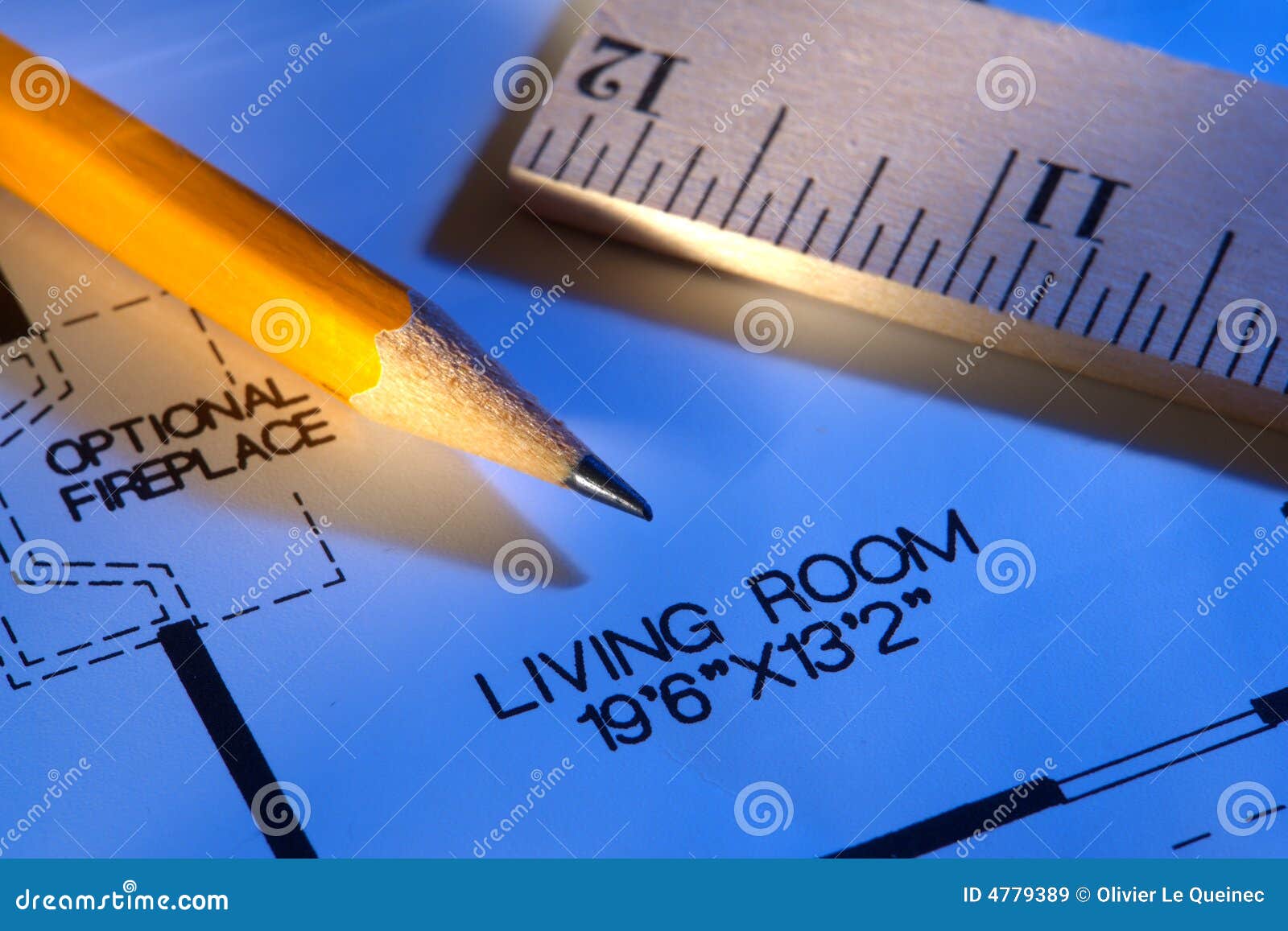 New House Layout Floor Plan with Pencil and Ruler Stock Image - Image ...