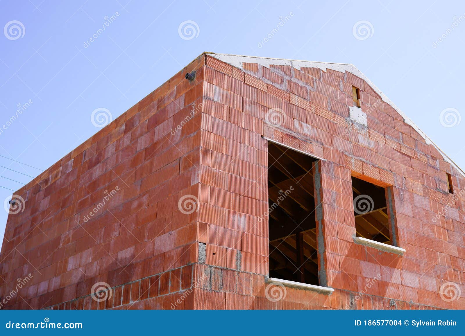 New House Modern Brick Under Construction Stock Photo - Image of ...
