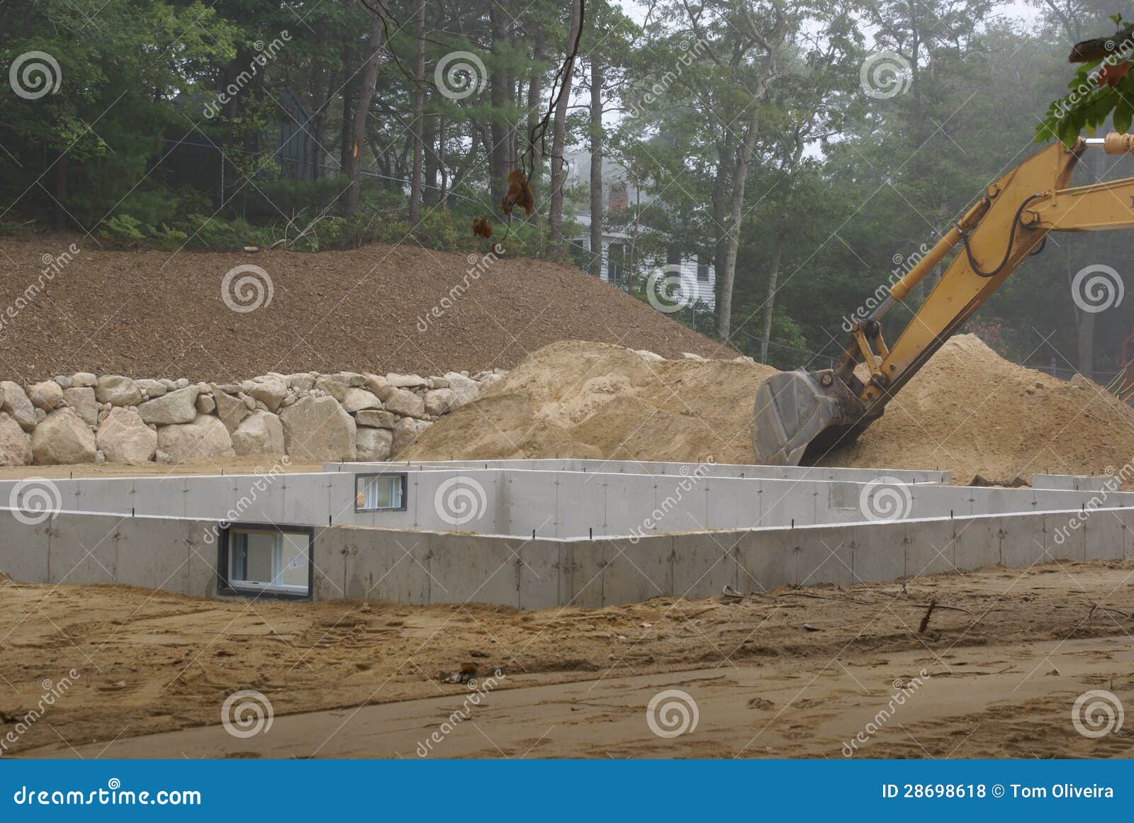 A New House Poured Concrete Foundation after the Forms are Removed and ...