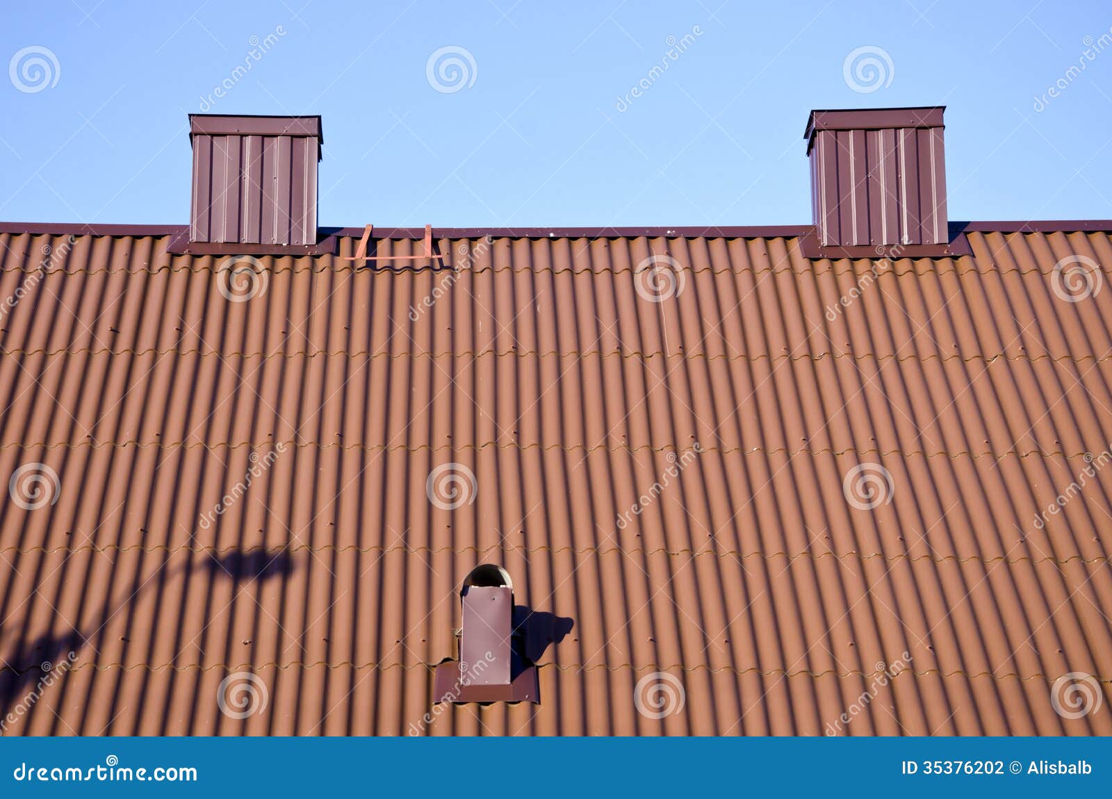 New House Roof with Two Chimney Stock Photo - Image of house ...