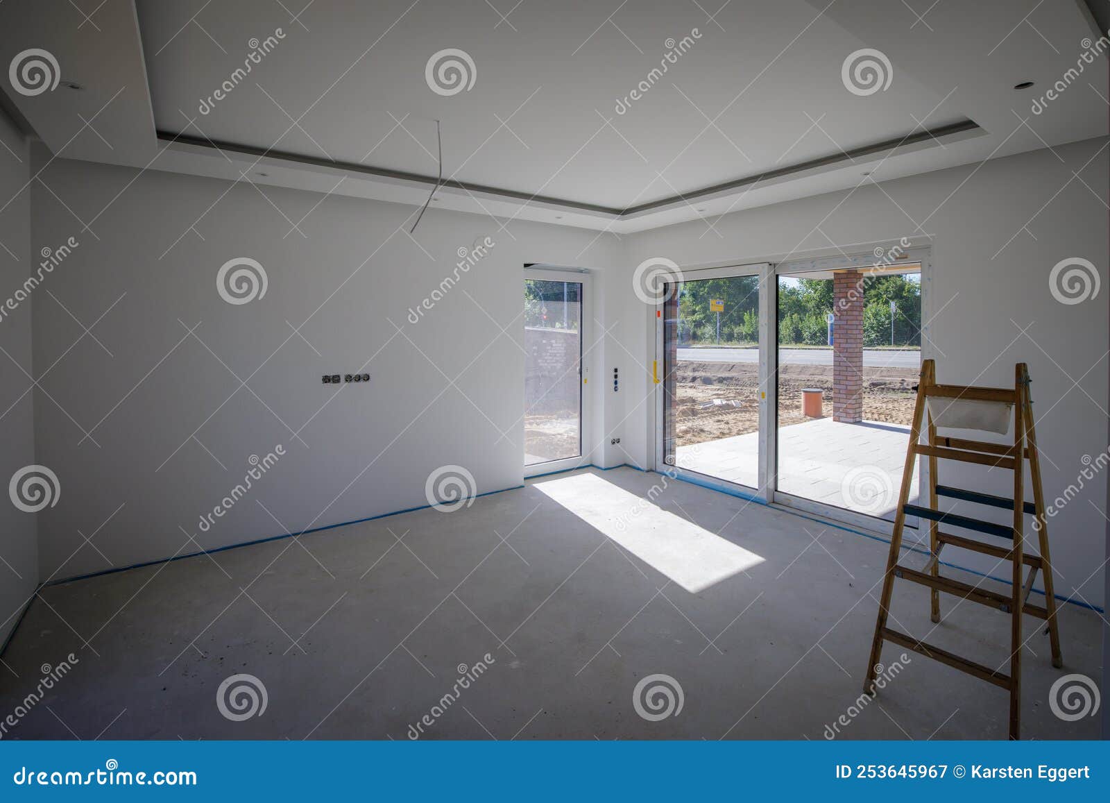 In the New House There is a Folding Ladder in an Empty Room Stock Image ...