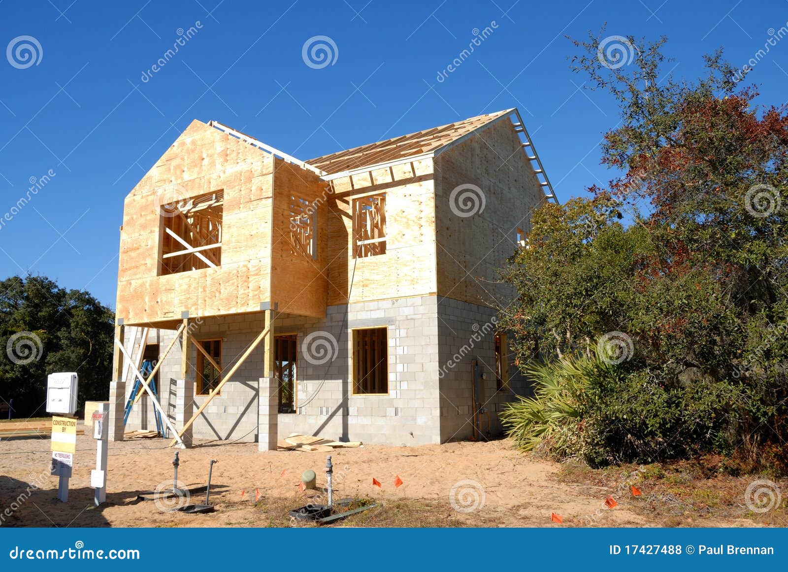 New House Under Construction Stock Photo - Image of build, outside ...