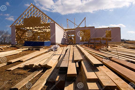 New House Under Construction Stock Image - Image of sunshine, process ...