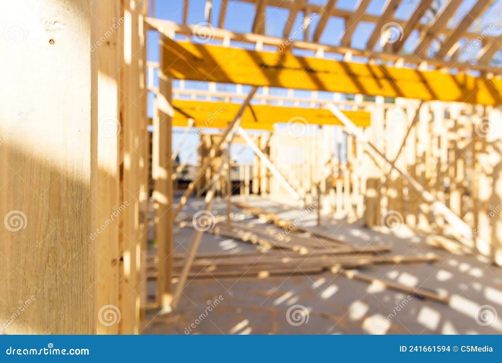 New House Under Construction during the Framing Process Stock Photo ...