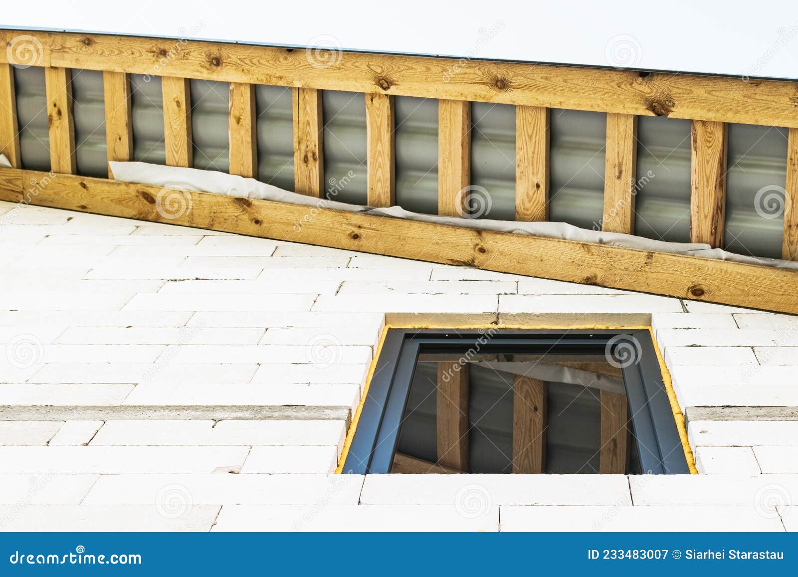 A New House Under Construction with Large Windows Stock Image - Image ...