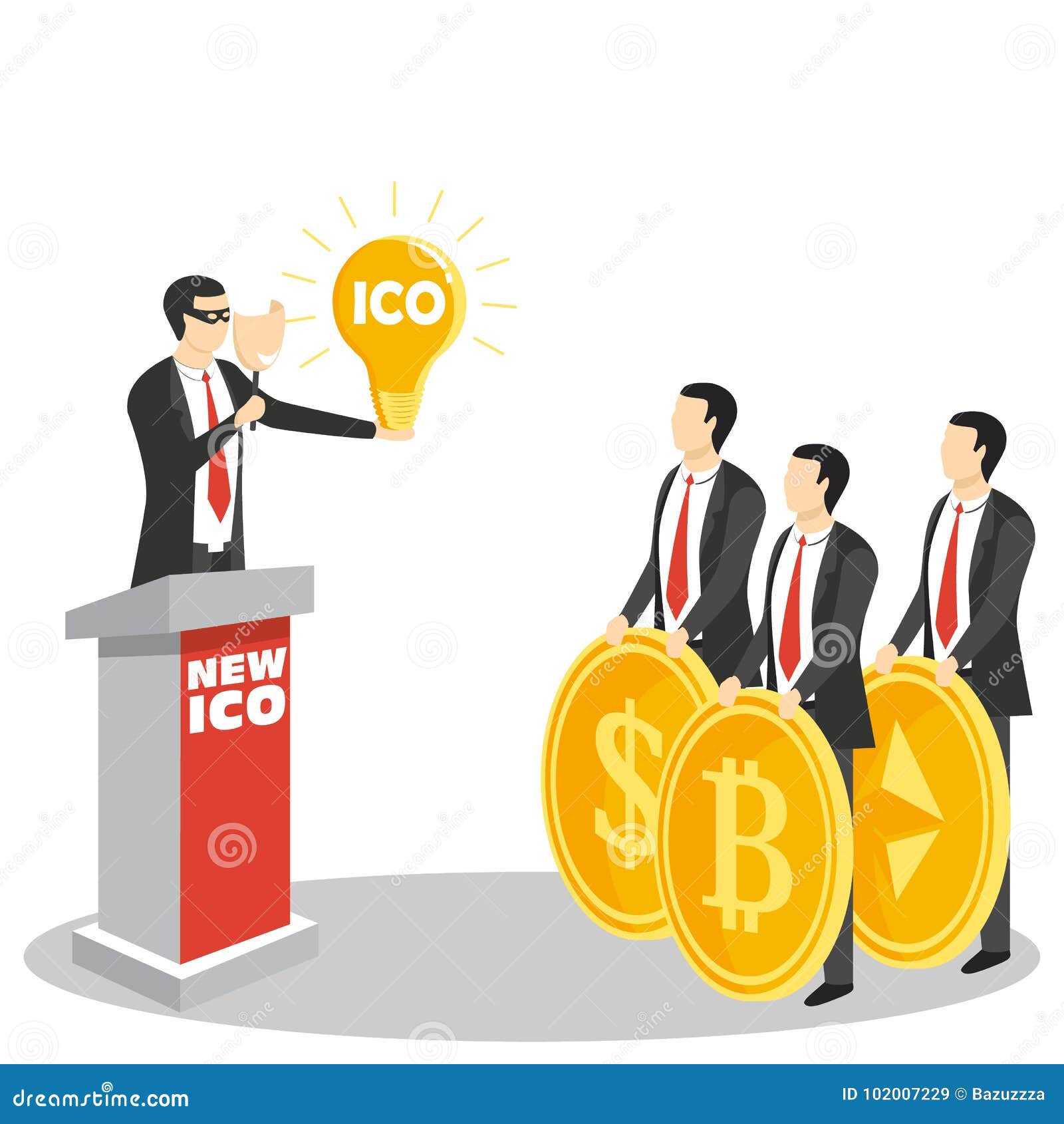New ICO or Initial Coin Offering Concept Vector Illustration Stock ...