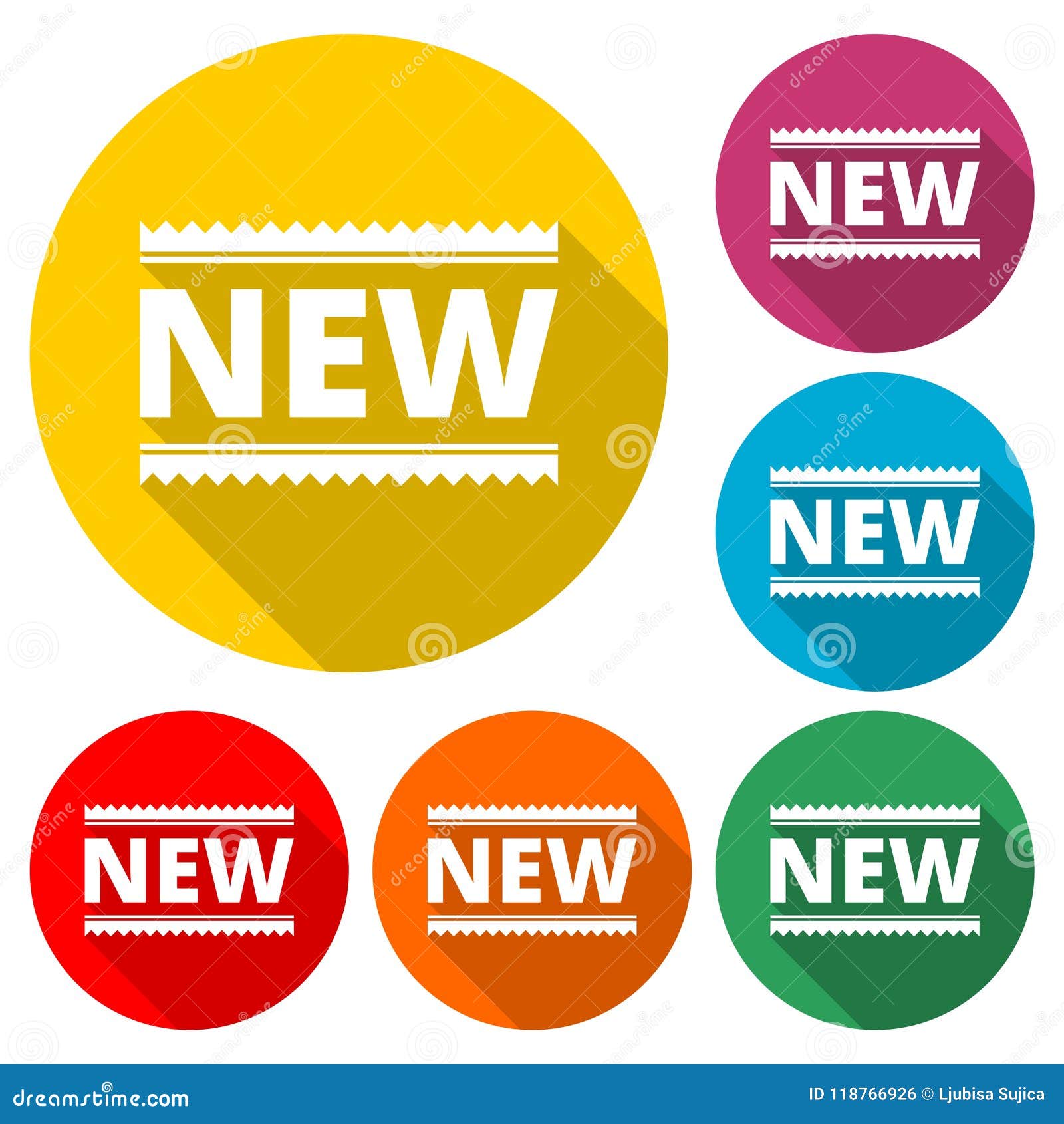 New Icon, Color Icon with Long Shadow Stock Vector - Illustration of ...