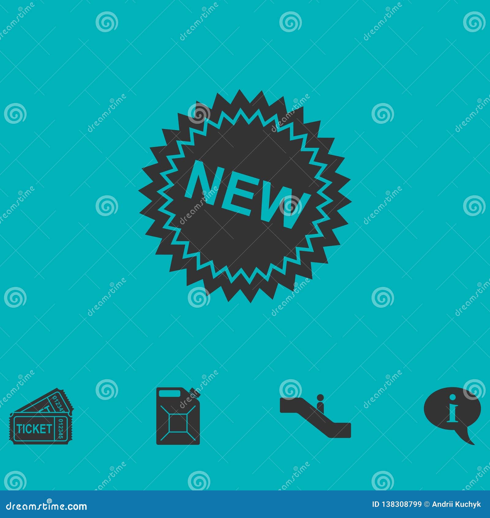 New icon flat stock vector. Illustration of offer, isolated - 138308799
