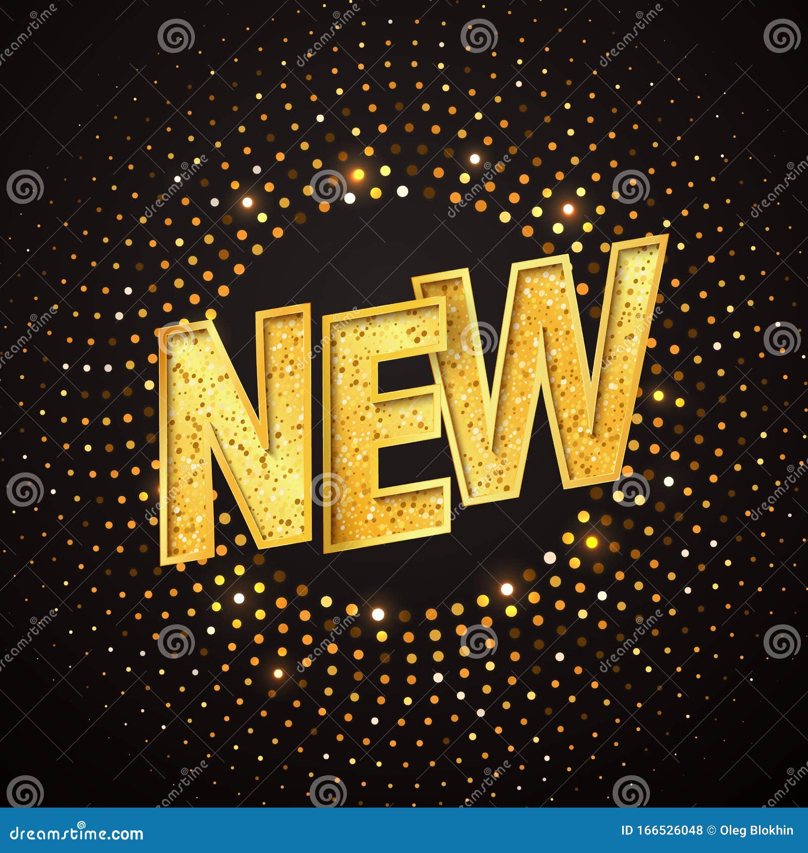 New Icon on the Gold Halftone Background. Isolated Vector Design ...