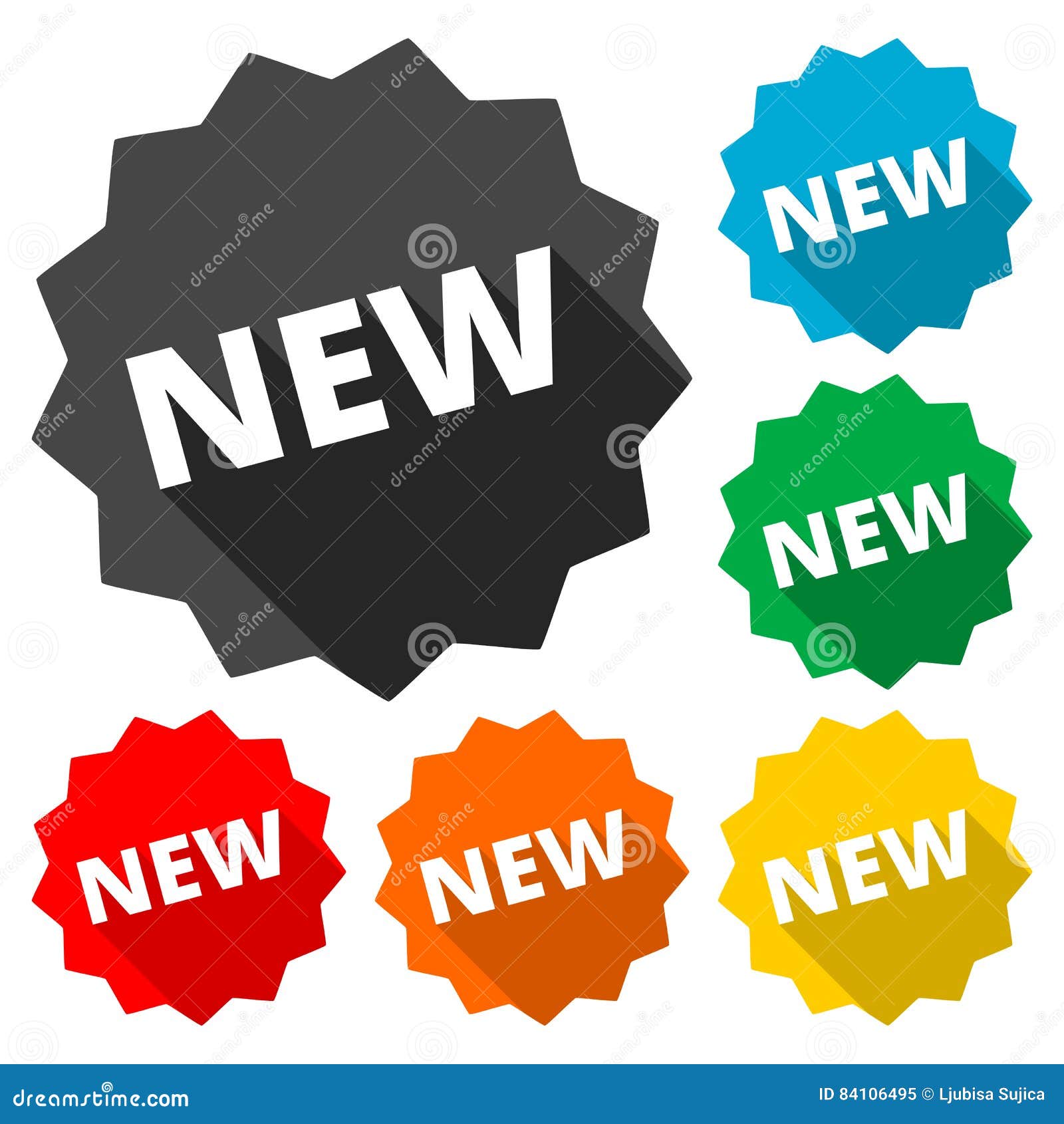 New Icons Set with Long Shadow Stock Illustration - Illustration of ...