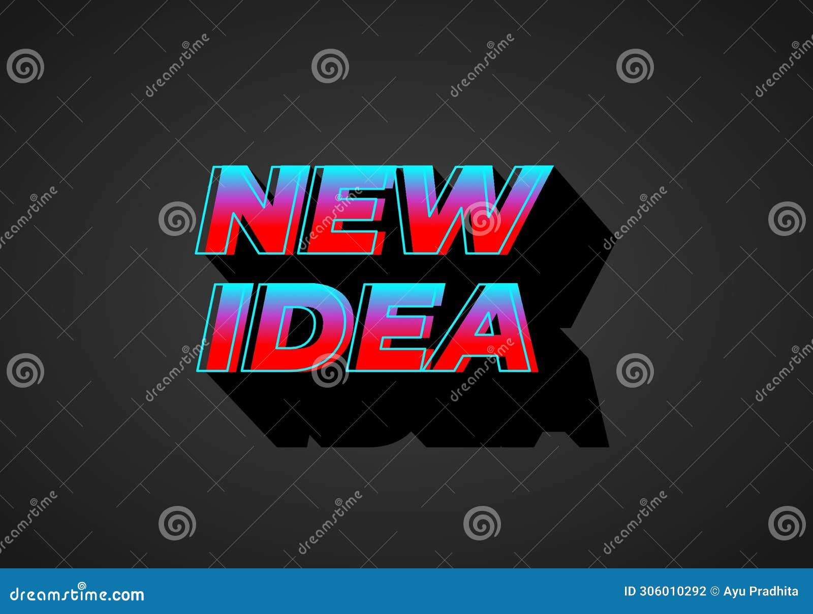 New Idea. Text Effect in 3D Look. Gradient Blue Red Color. Dark ...
