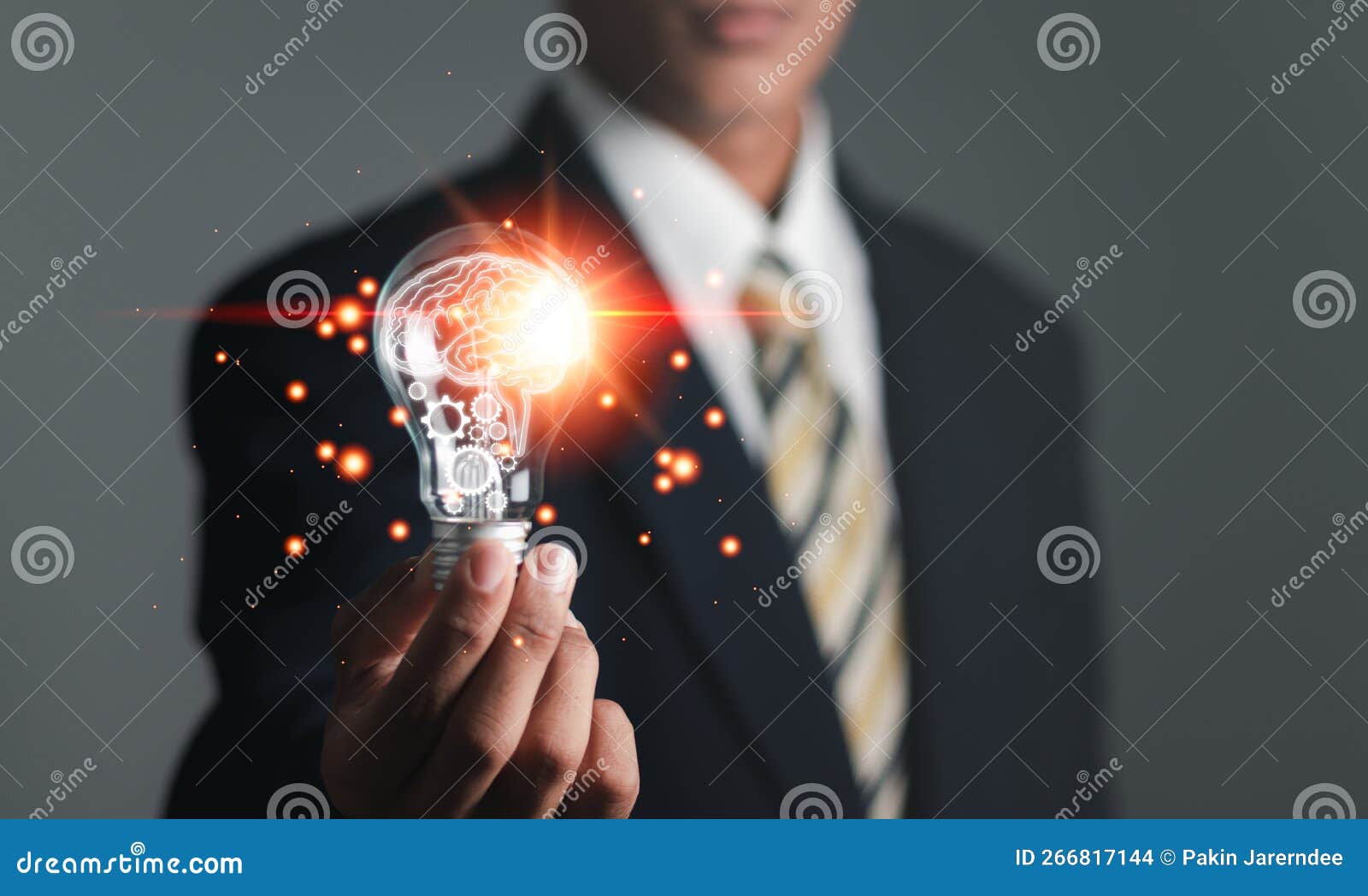 New Ideas and Innovations with Brain and Light Bulb. Innovative ...
