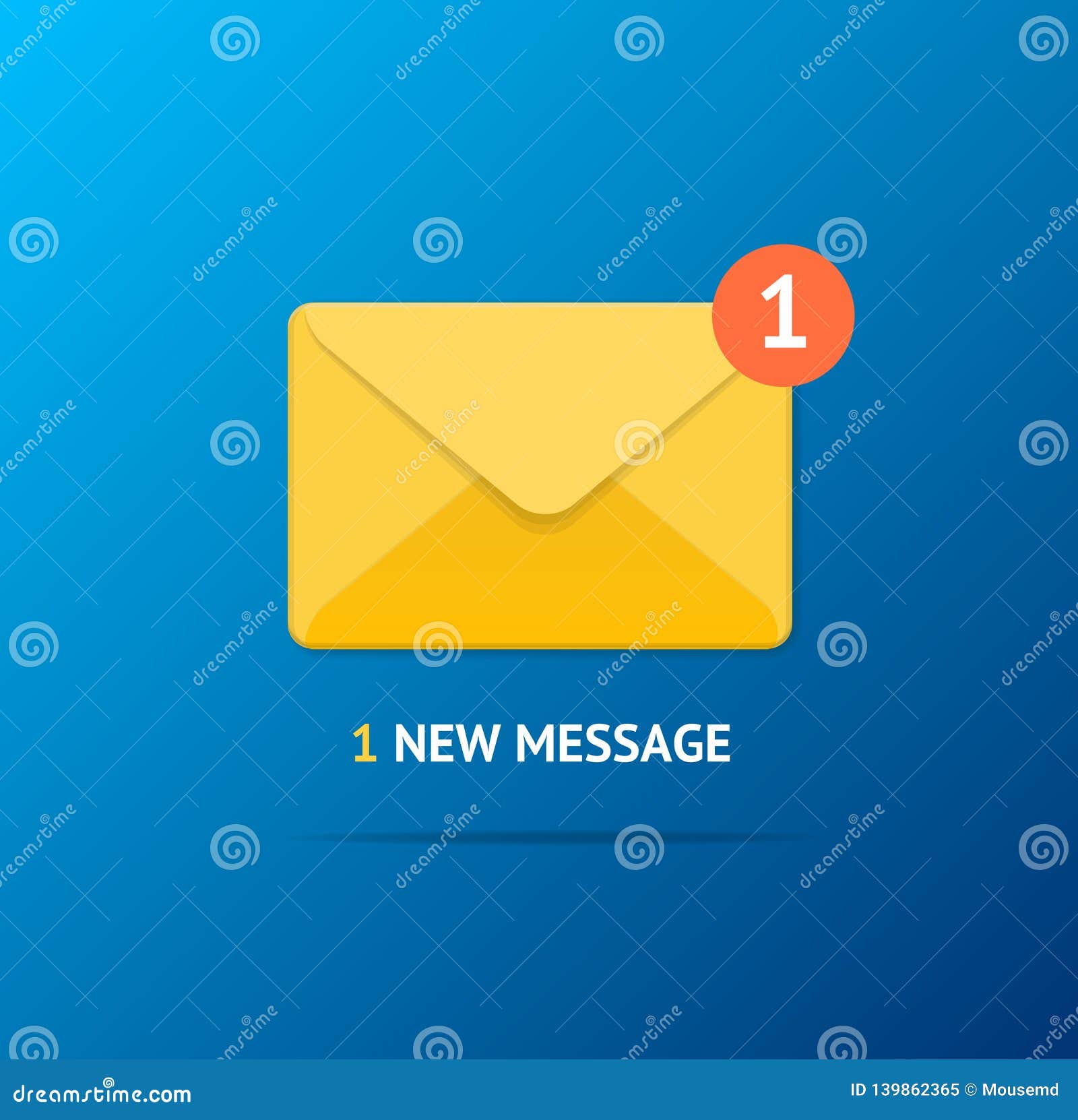 New Incoming Message Concept on a Blue Background. Vector Stock Vector ...