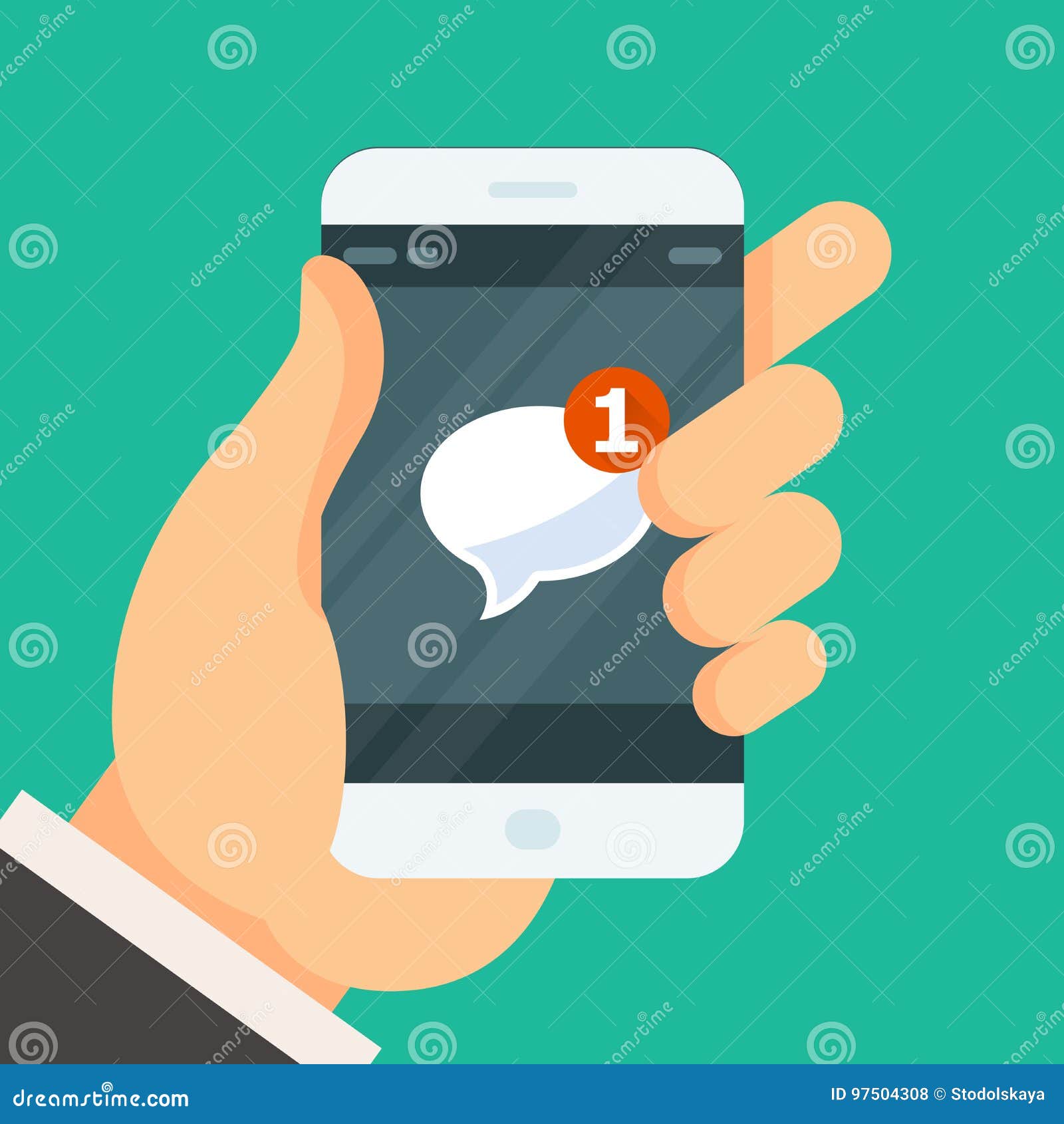 New Incoming Message - Email Received Icon on Smartphone Stock Vector ...