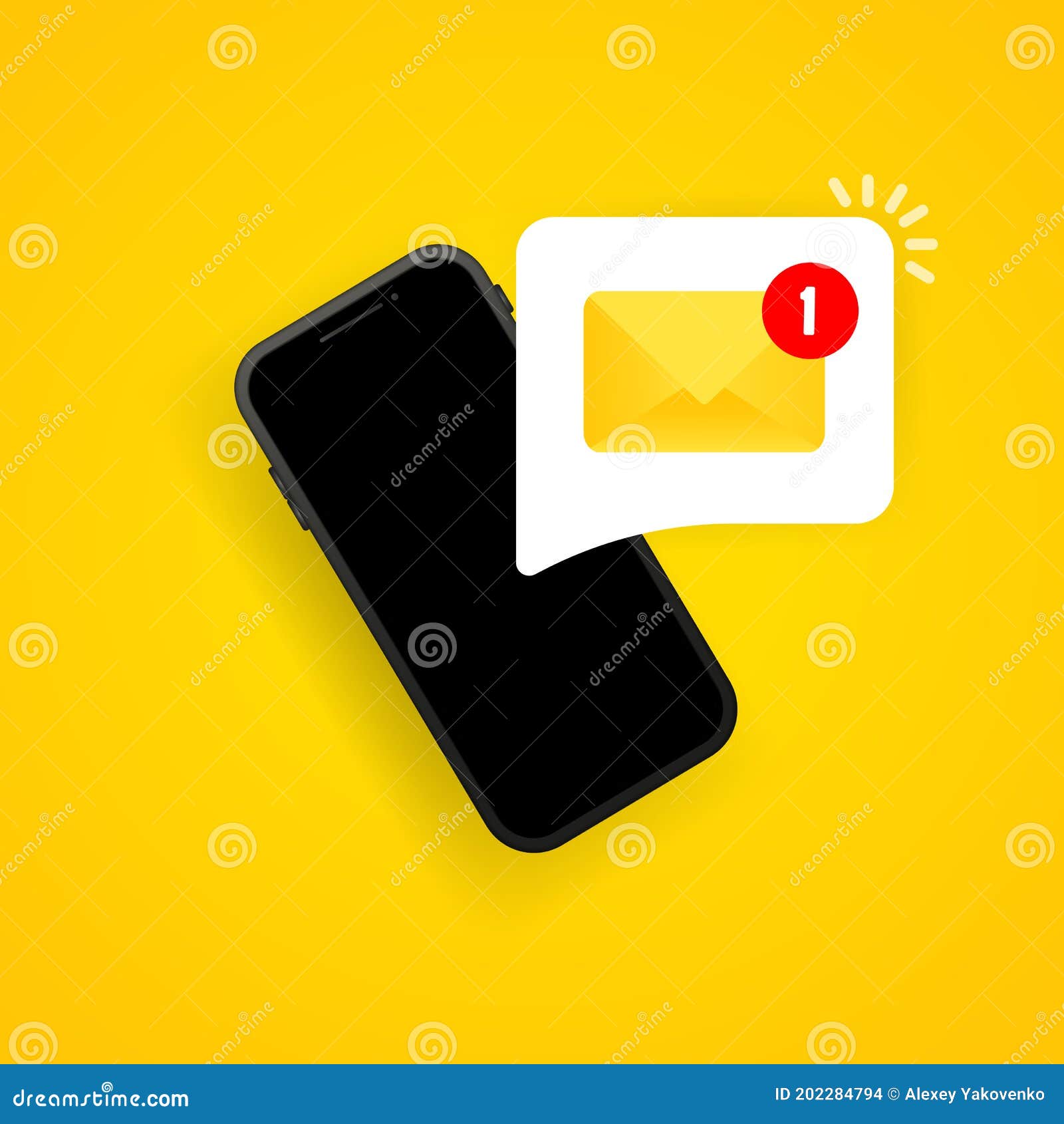 New Incoming Messages with Notification on Smartphone Illustration ...