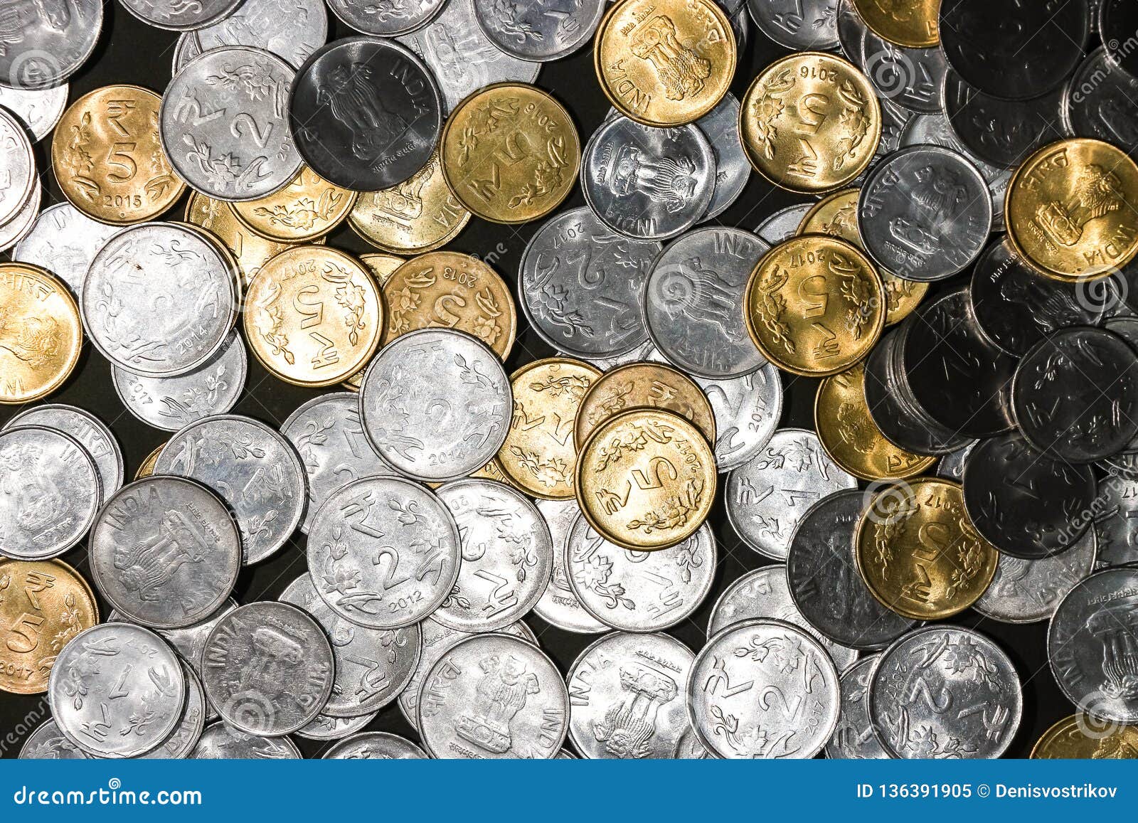 New indian coins stock image. Image of currency, commerce - 136391905